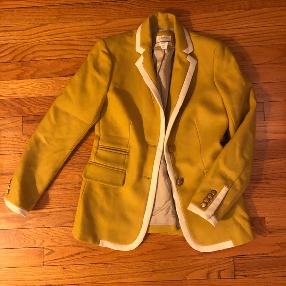 J. Crew | Jackets & Coats | Jcrew Chartreuse And White Blazer | Poshmark